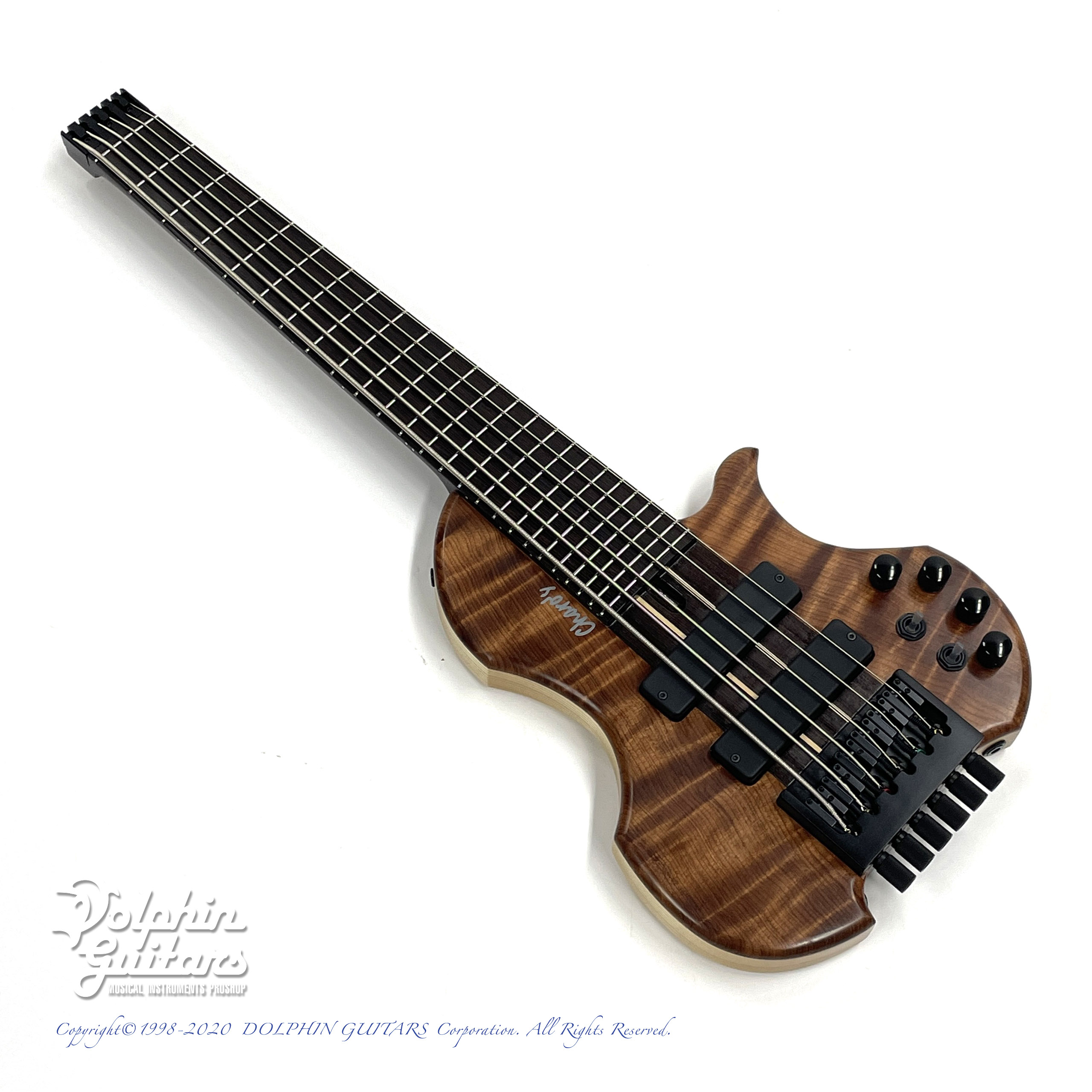 Charo's CH-B6 Compact Headless Bass (Flame Redwood Top / Wenge Neck ...
